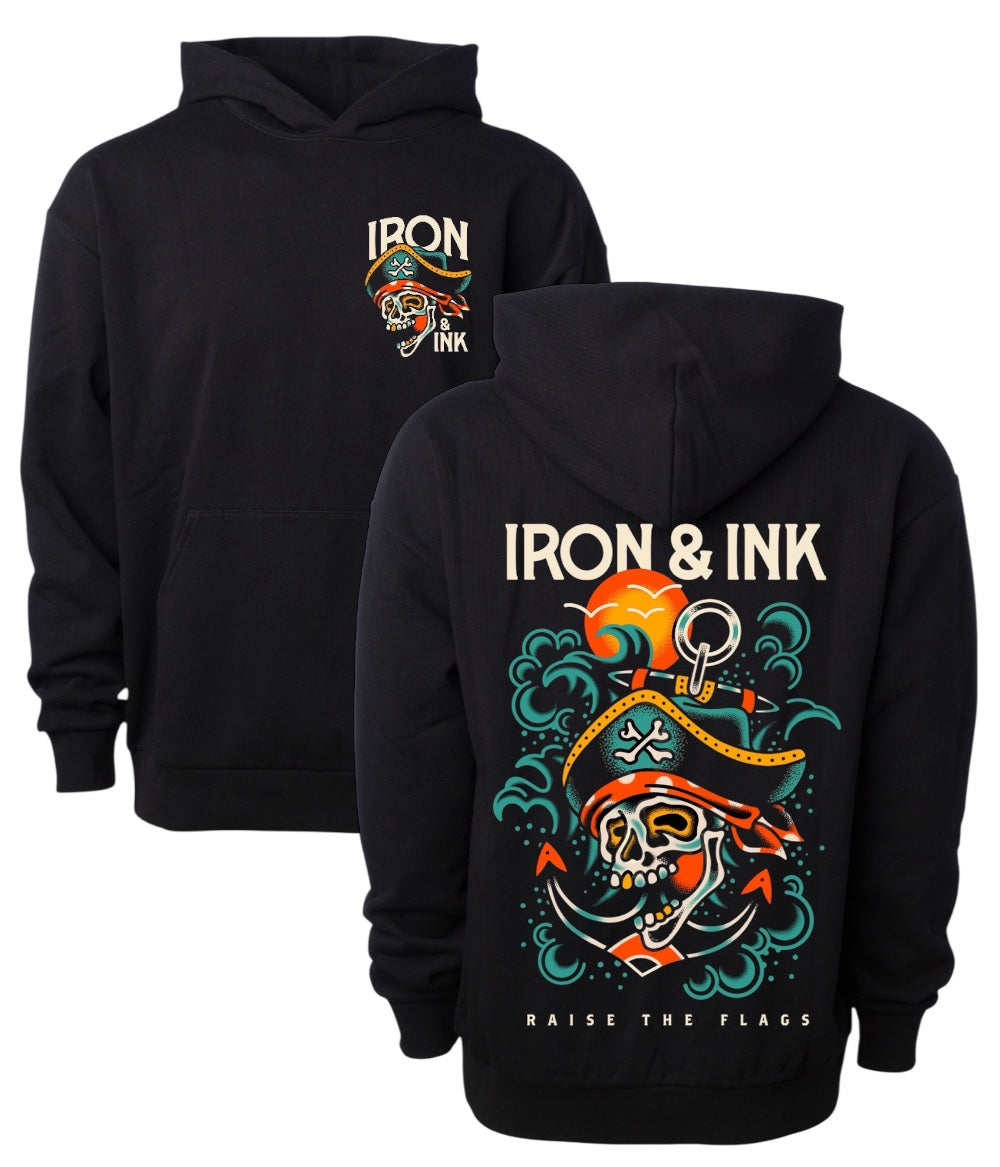 Raise the flags hoodie- Black – Iron and Ink Fitness